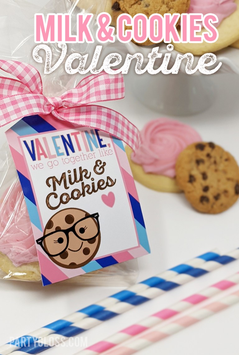 Milk & Cookies Valentine Pink Blue